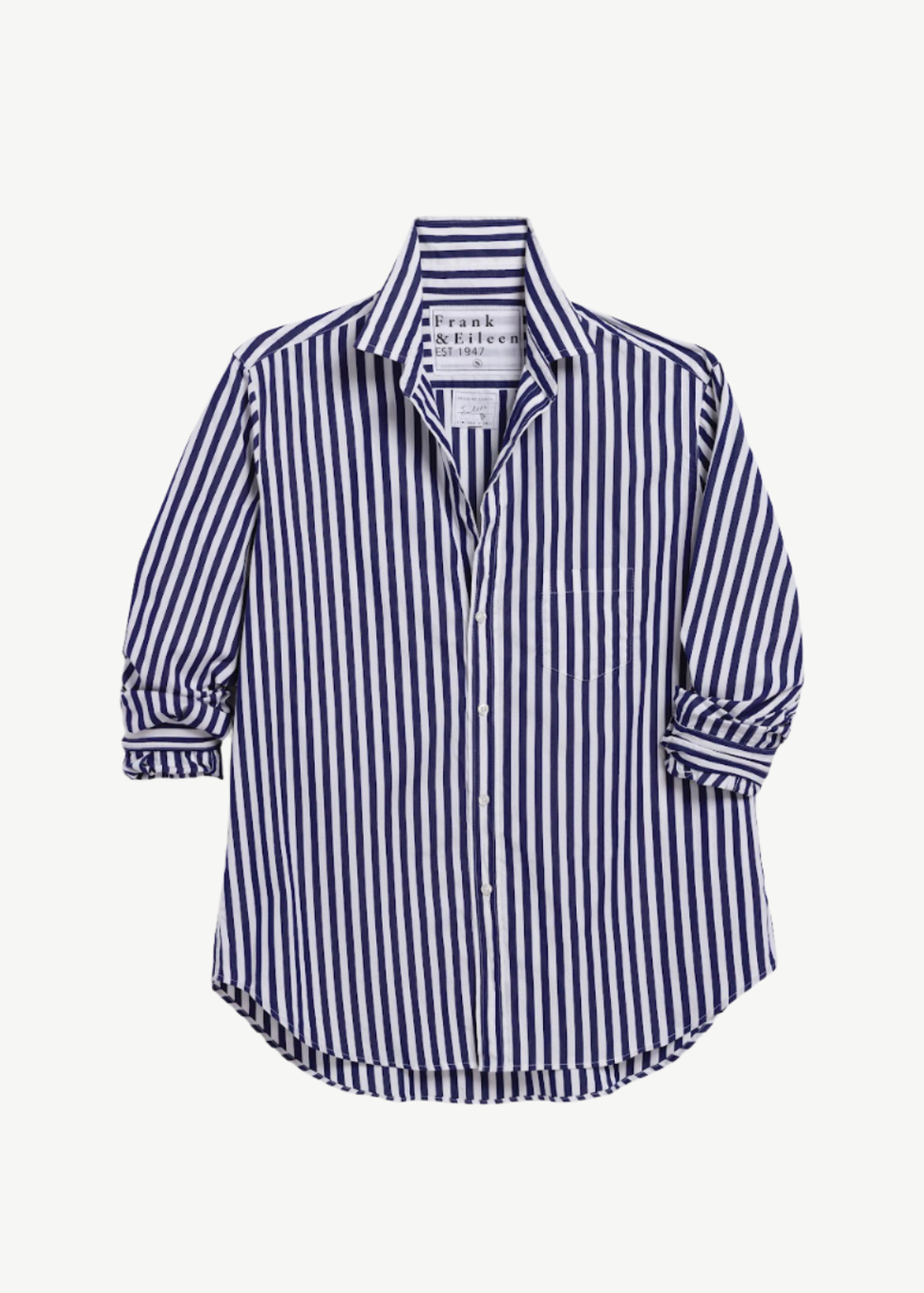 Frank & Eileen 'Eileen' Button-Up in Navy/White Stripe | Shop Tula